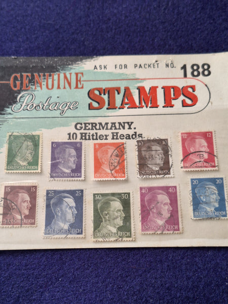 Collection of WW2 German Hitler stamps on collectors card ...